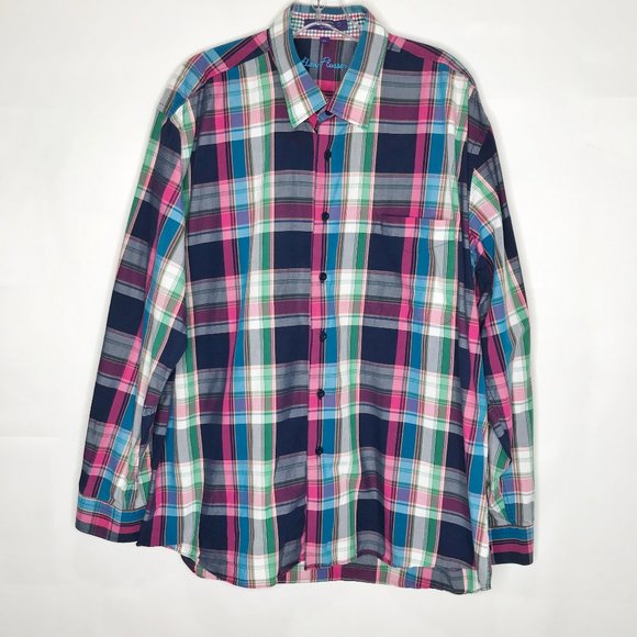 Alan Flusser | Shirts | Alan Flusser Mens Shirt Xl Button Down Long Sleeve Plaid Stripes Print ...